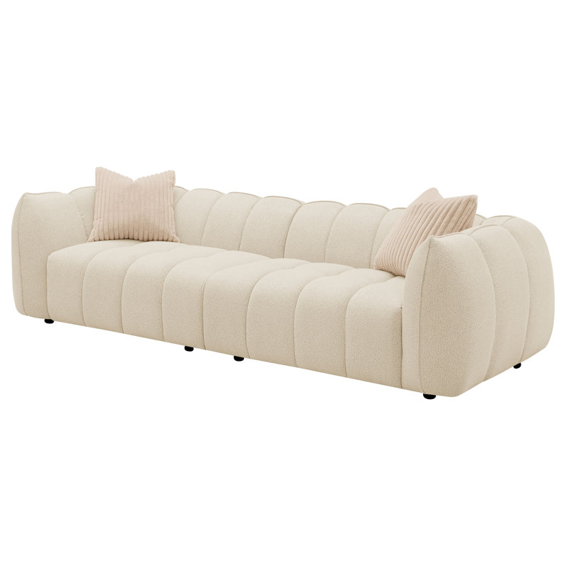Ebern Designs Tavares Boucle Upholstered Extra Long Sofa Sand Pebble | Wayfair